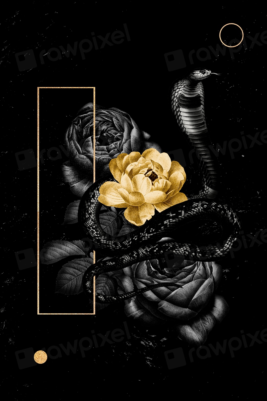 Floral banner with a snake | Premium PSD - rawpixel