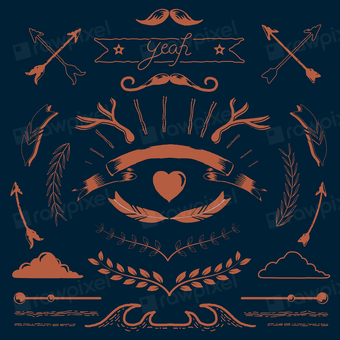 Hand drawn vintage element vector | Premium Vector - rawpixel