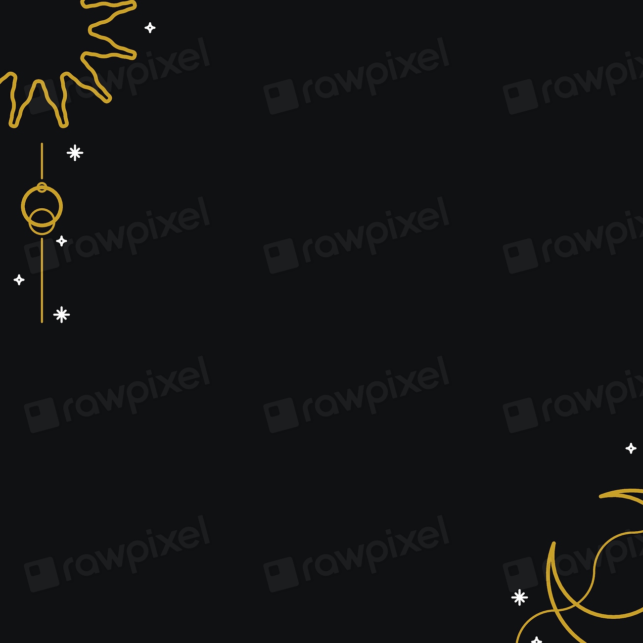 Gold moon and sun border | Premium Vector - rawpixel