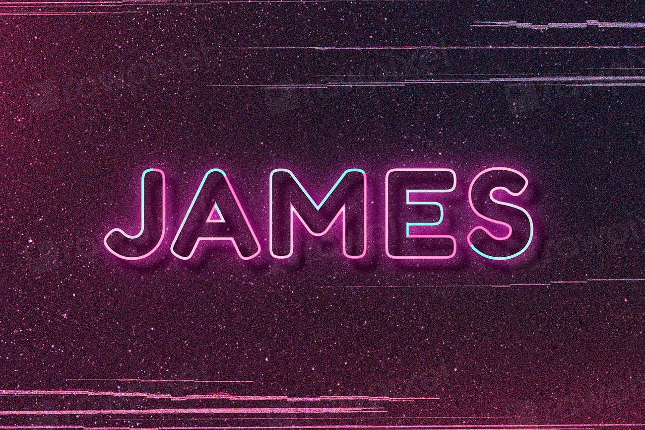 James neon name font typography | Free Photo - rawpixel