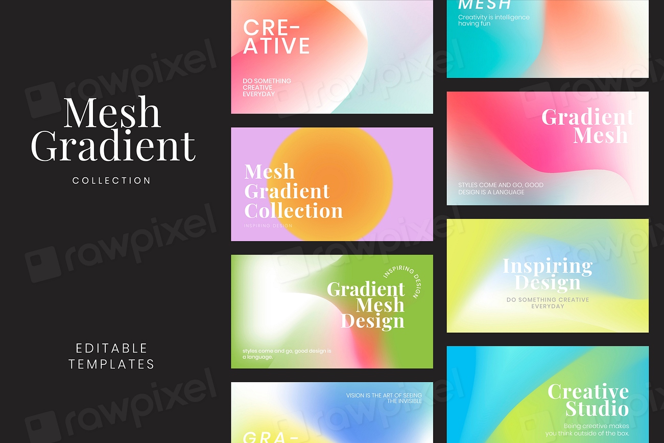 Mesh gradient template collection psd | Premium PSD - rawpixel