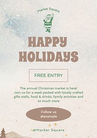 Happy holidays poster template, editable | Premium Editable Template ...