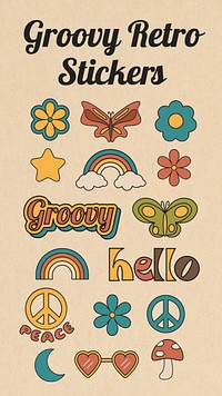Groovy retro sticker, editable remix | Premium Editable Design - rawpixel
