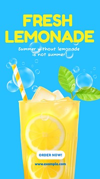 Fresh lemonade Facebook story template | Premium Editable Template ...