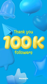 100k followers Facebook story template | Premium Editable Template ...