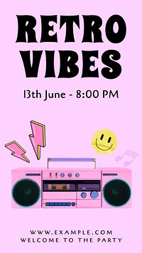 Retro vibes party Facebook story | Premium Editable Template - rawpixel