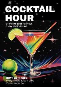 Cocktail hour poster template | Premium Editable Template - rawpixel