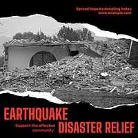 Earthquake disaster relief Instagram post | Free Editable Template ...