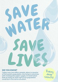 Save water poster template, editable | Free Editable Template - rawpixel