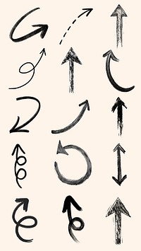 Black doodle arrow element set | Premium Editable Design - rawpixel