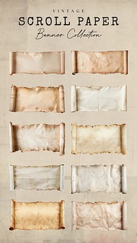 Vintage scroll paper set, editable | Premium Editable Design - rawpixel