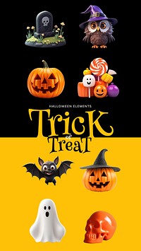 3D Halloween decoration set, editable | Premium Editable Design - rawpixel