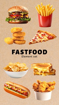 Fast food set, editable design | Premium Editable Design - rawpixel