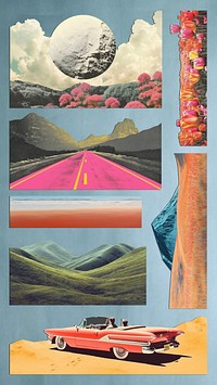 Editable retro landscape collage design | Premium Editable Design ...