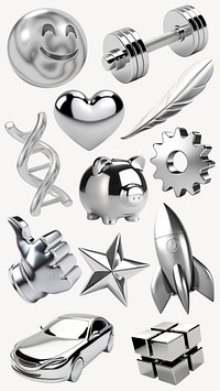 Editable 3d chrome material design | Premium Editable Design - rawpixel