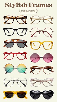 Stylish glasses and frames, editable | Premium Editable Design - rawpixel