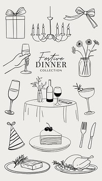 Festive dinner illustration, editable element | Premium Editable Design ...