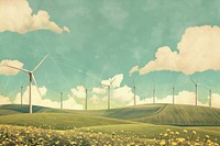 Retro collage wind turbine farm | Free Photo Illustration - rawpixel