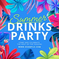 Drinks party Facebook post template | Free Photo - rawpixel