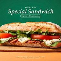 Special sandwich Instagram post template | Free Photo - rawpixel