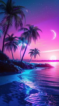 Neon beach shoreline astronomy. | Premium Photo Illustration - rawpixel