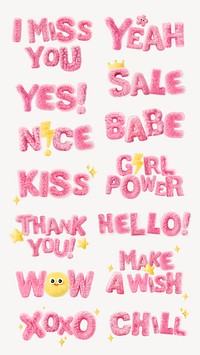 fluffy word stickers isolated image | Premium Photo - rawpixel