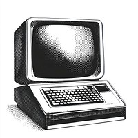 Retro computer design black white. | Free Photo Illustration - rawpixel
