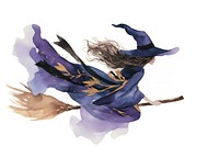 Witch ride broom art illustration | Free Photo Illustration - rawpixel