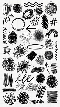 collection black ink scribble art | Free Vector - rawpixel