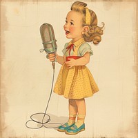 Vintage illustration little girl microphone | Free Photo Illustration ...