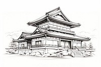 Japanese building drawing sketch art. | Premium Photo Illustration ...