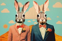 Couple character rabbit animal mammal | Free Photo Illustration - rawpixel