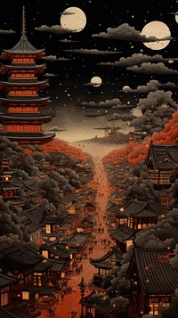 Traditional japanese crowded town night | Premium Photo Illustration ...