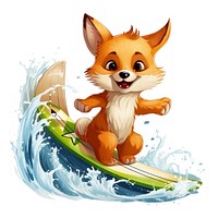Fox character sufing surfing cartoon | Premium Photo Illustration ...