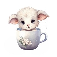 Watercolor sheep pop teacup cartoon | Premium Photo Illustration - rawpixel