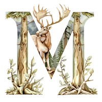 letter M nature forest antler. | Free Photo Illustration - rawpixel