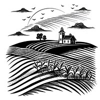 Farm field drawing illustrated sketch. | Free Photo Illustration - rawpixel
