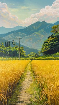Illustration gold rice field agriculture | Free Photo Illustration ...
