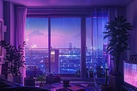 Vibrant cityscape through apartment window | Premium Photo Illustration ...