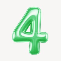 Number four green 3D balloon | Free Photo Illustration - rawpixel