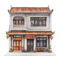 Chinese colonial shophouse architecture illustration | Free Photo ...