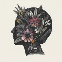 Collage flowers human art. | Free Photo Illustration - rawpixel