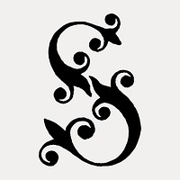 S letter, 17th-century calligraphy font, | Free Vector - rawpixel