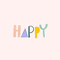 Happy text doodle font colorful | Free Photo - rawpixel