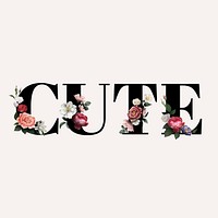 Floral cute word typography beige | Free Photo - rawpixel