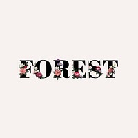 Floral forest word typography beige | Free Photo - rawpixel