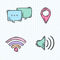 Funky digital media doodle sticker | Premium Vector - rawpixel