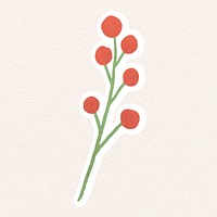 Red flowers sticker vector | Premium Vector - rawpixel