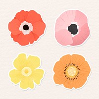 Colorful floral sticker set vector | Premium Vector - rawpixel