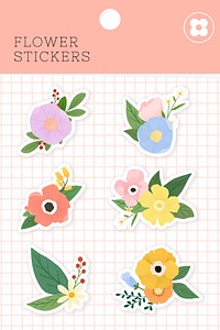 Flower stickers package illustration | Premium PSD - rawpixel